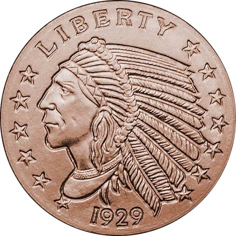 Copper Incuse Indian - Quarter Size (26.57mm)
